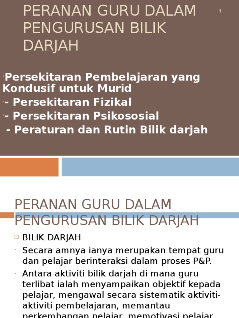 Peranan Guru Dalam Pengurusan Bilik Darjah | PDF
