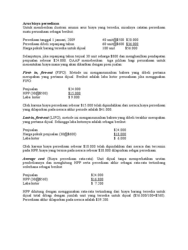 Arus Biaya Persediaan Bab 4 | PDF | Bisnis | Pengelolaan Keuangan & Uang