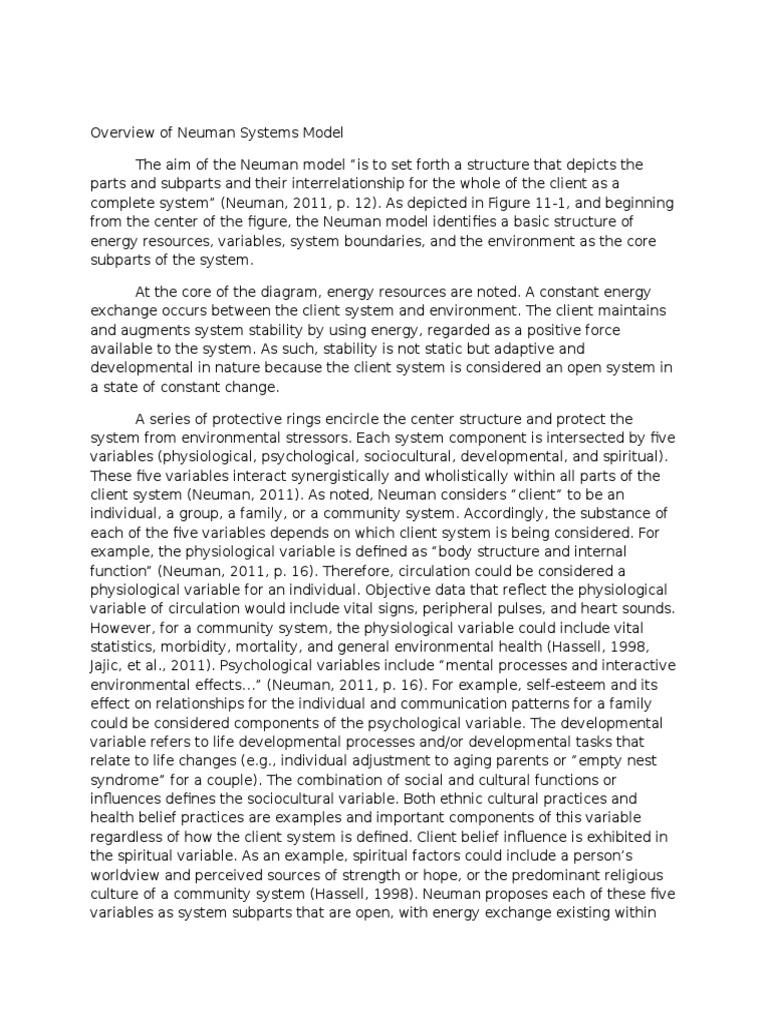 Neuman Systems Model Explained | PDF | Stress (Biology) | Preventive ...