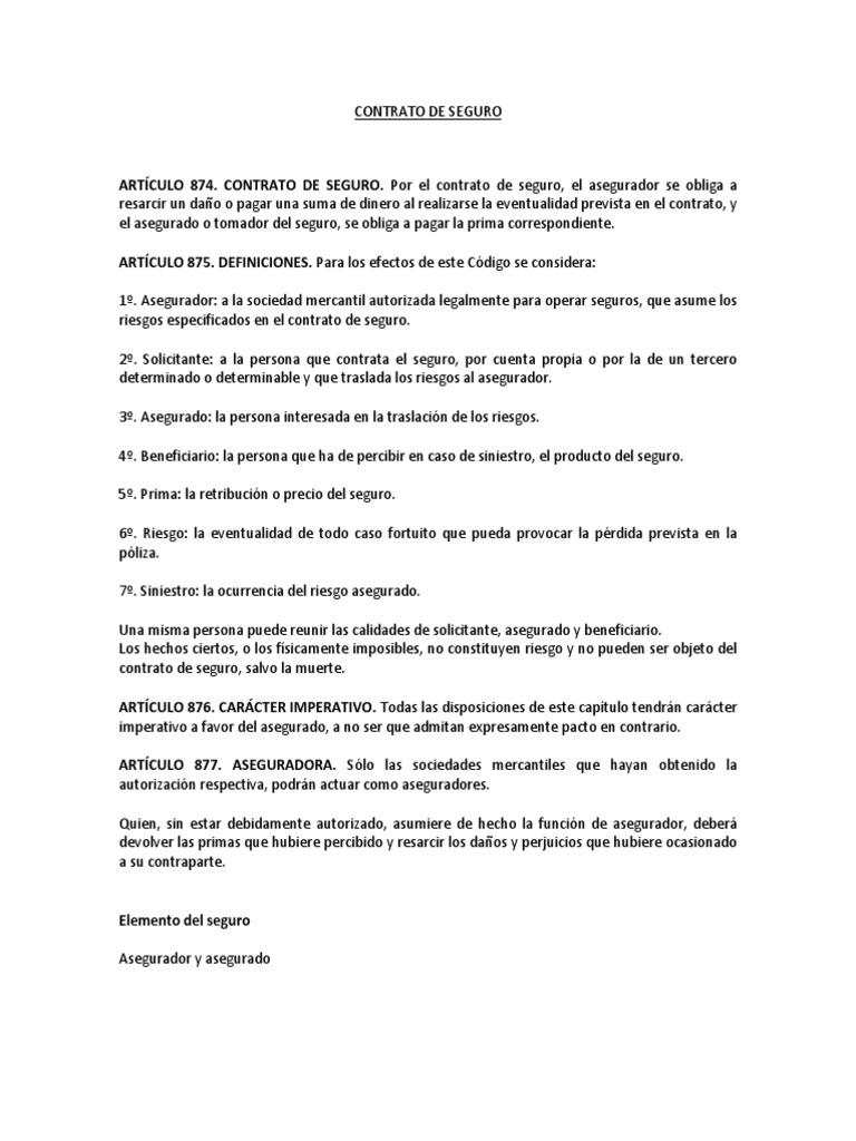 Contrato de Seguro PDF | PDF | Póliza de seguros | Seguro