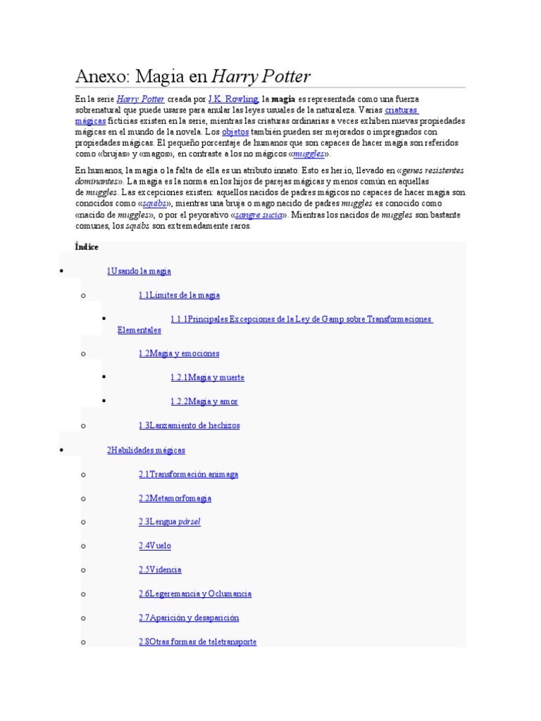 Magia en Harry Potter y Asignaturas en Hogwarts | PDF | Harry Potter ...