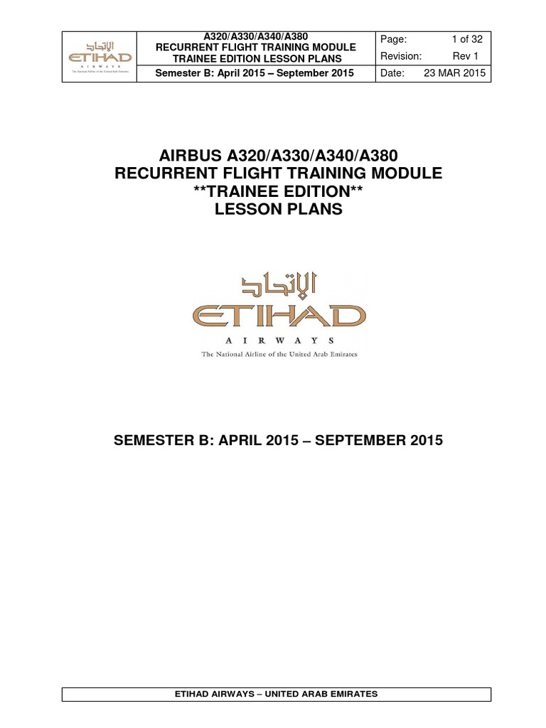Trainee Edition Airbus Recurrent Flight Training Lesson Plan APR15 ...