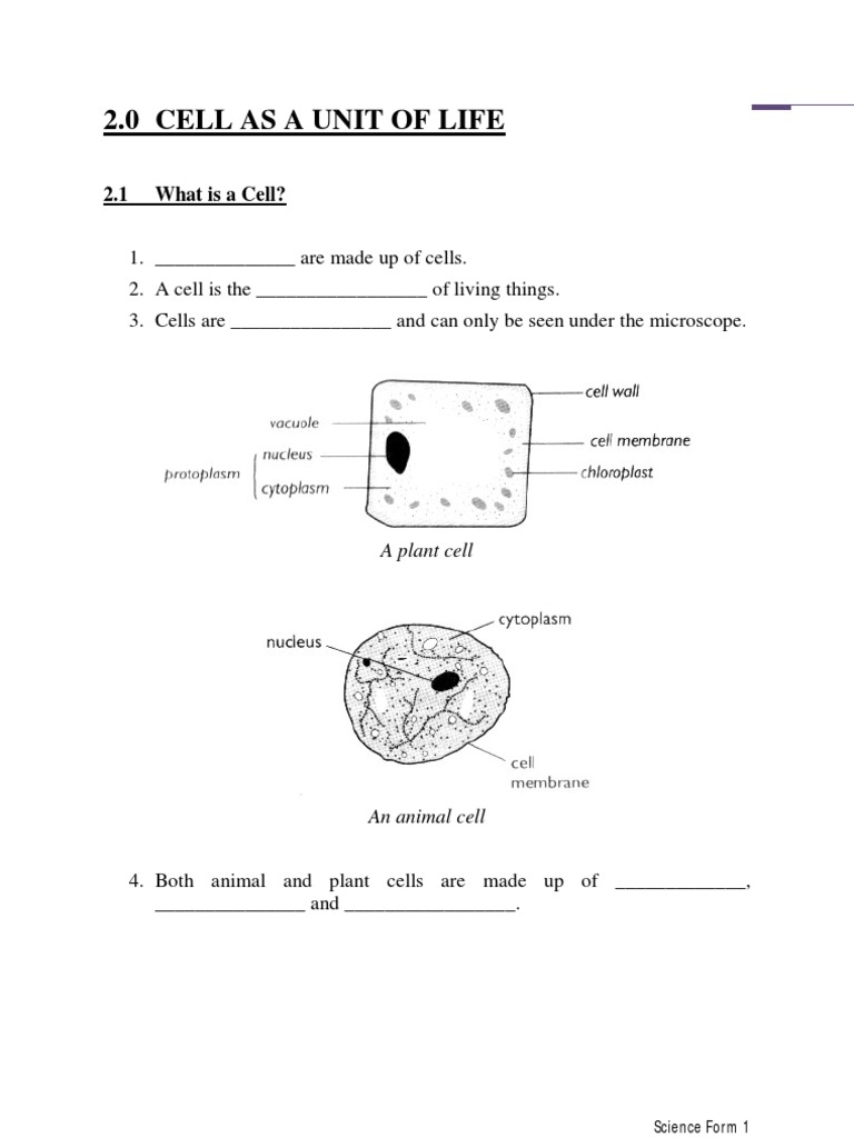 Science F1 - Cell As A Unit of Life | PDF | Human Body | Cell (Biology)