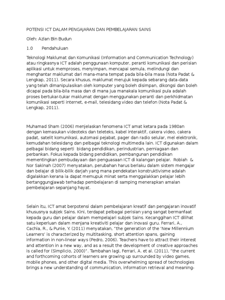 Potensi Ict Dalam Pengajaran Dan Pembelajaran Sains | PDF | Ilmu Sosial