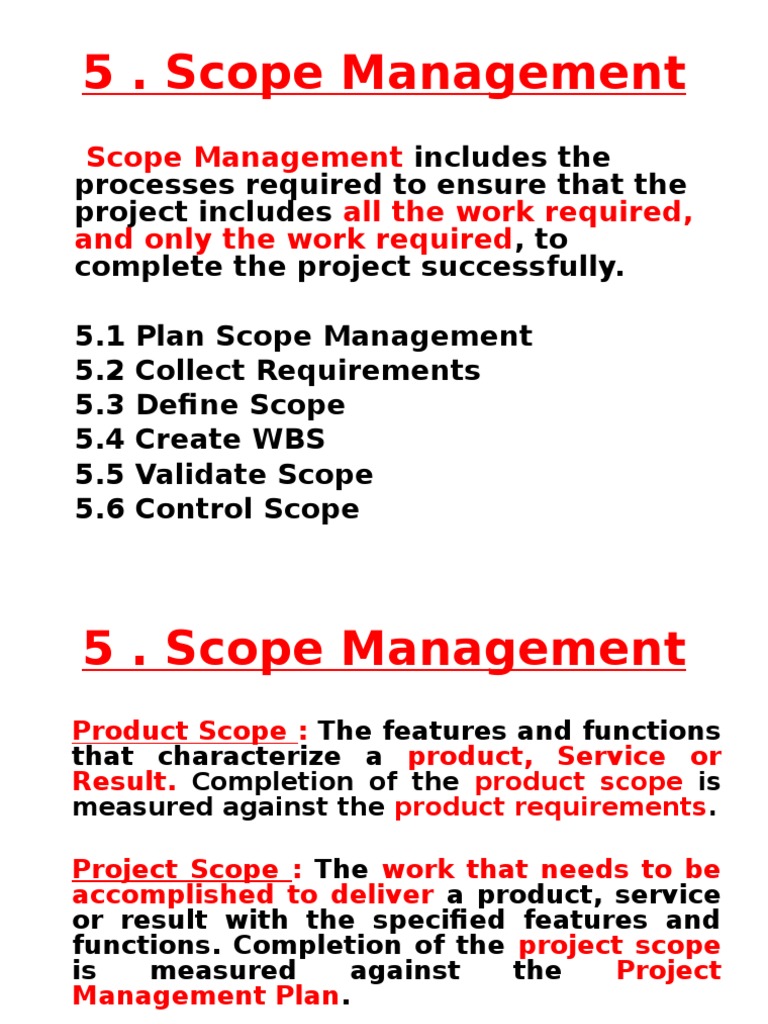 PMP Scope Management | PDF | Business Process | Systems Engineering