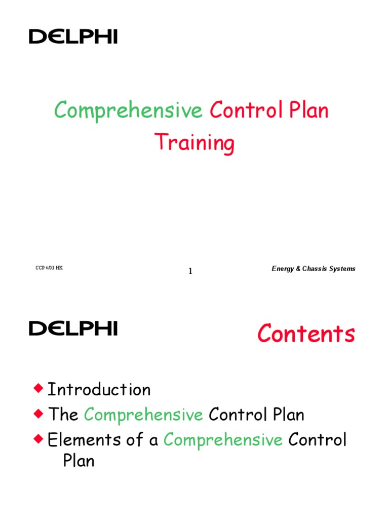 Delphi Comprehensive Control Plan | PDF | Packaging And Labeling | Numerical Control
