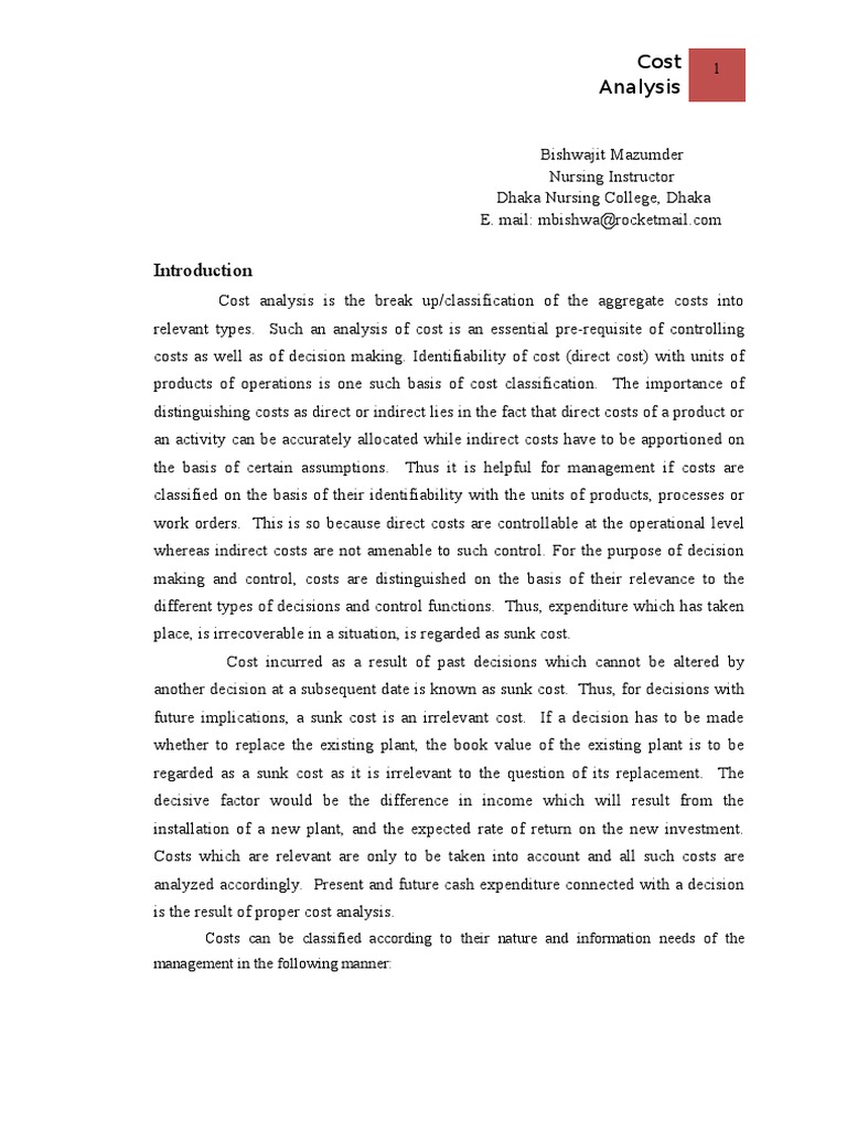Cost Analysis | PDF | Cost–Benefit Analysis | Cost Accounting