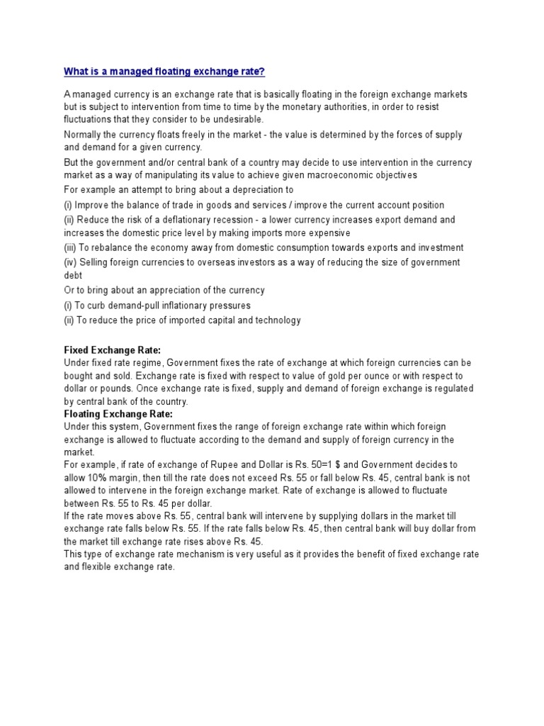 What Is A Managed Floating Exchange Rate | PDF | Finance & Money Management