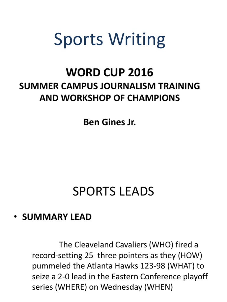 Sports Writing Techniques Workshop | PDF