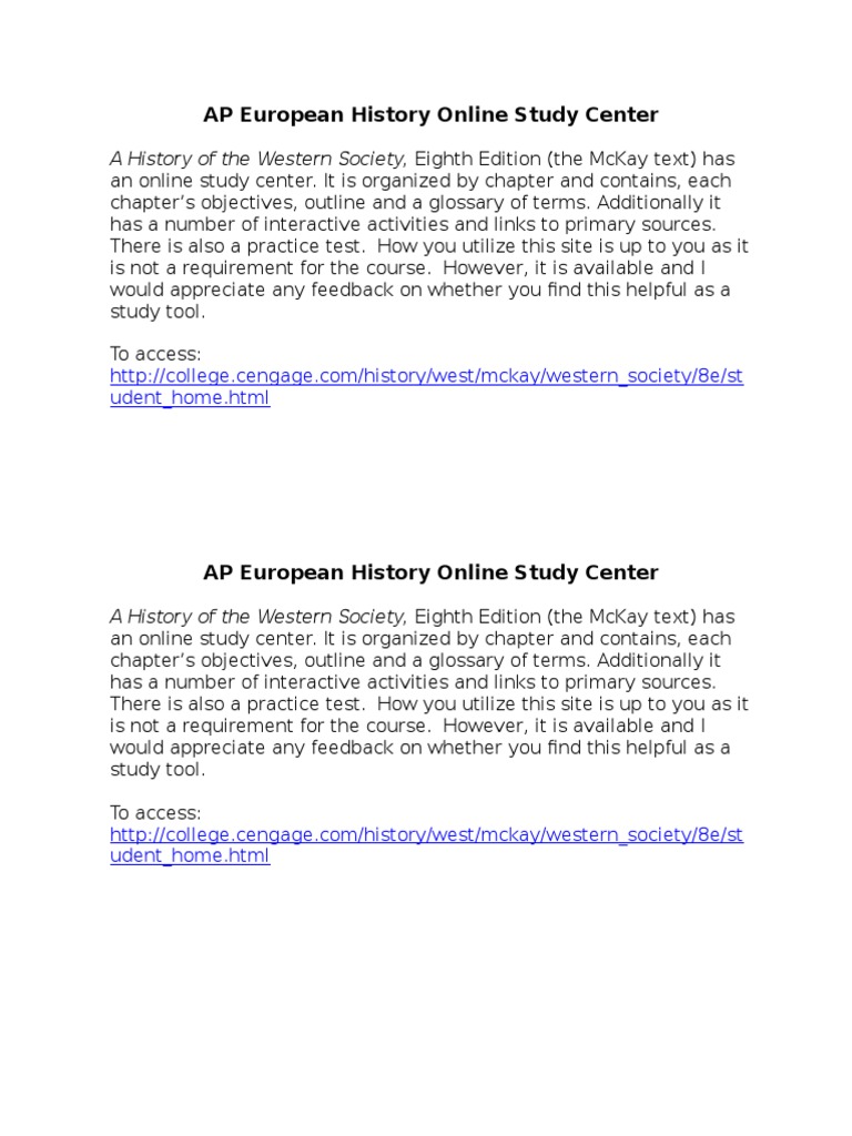 Ap European History Online Study Center: A History of The Western ...