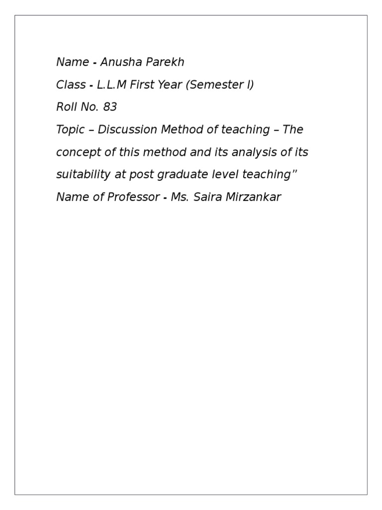 Discussion Method | PDF | Thought | Learning