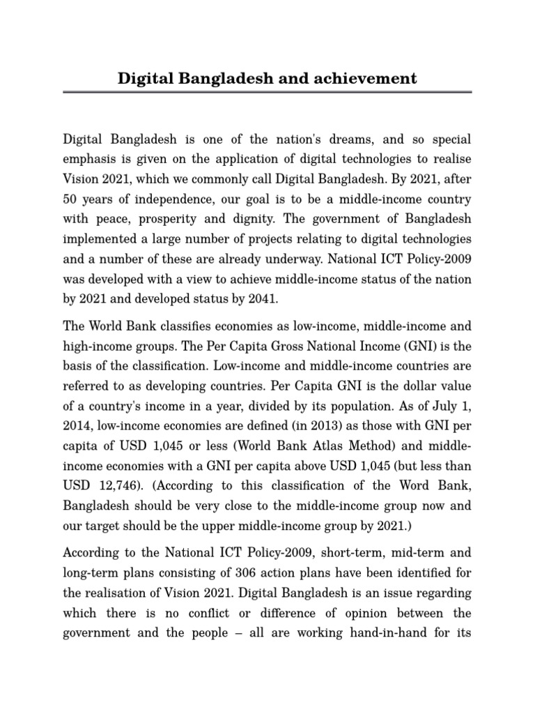 Digital Bangladesh and Achievement | PDF | Internet Of Things ...