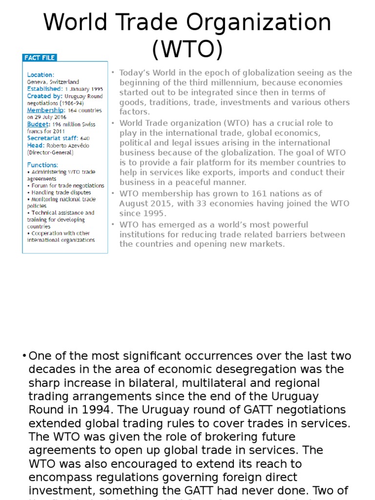 Role of WTO in Regulating International Trade | PDF | World Trade ...