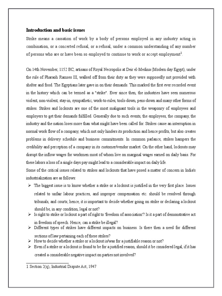 Labour Law Strikes and Lockouts | PDF | Strike Action | Lockout (Industry)