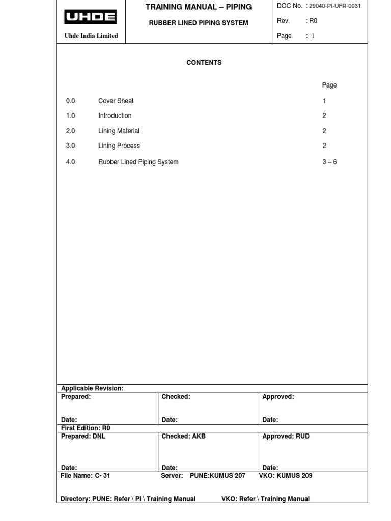 C-31-Rubber Lined Piping System PDF | PDF | Pipe (Fluid Conveyance ...