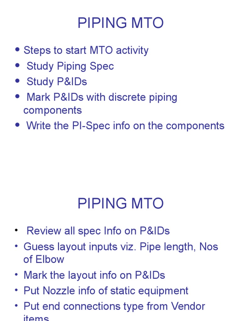 Piping MTO Process Overview | PDF | Home & Garden | Computers