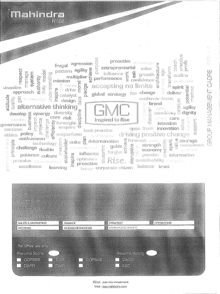 Mahindra GMC Application Form | PDF