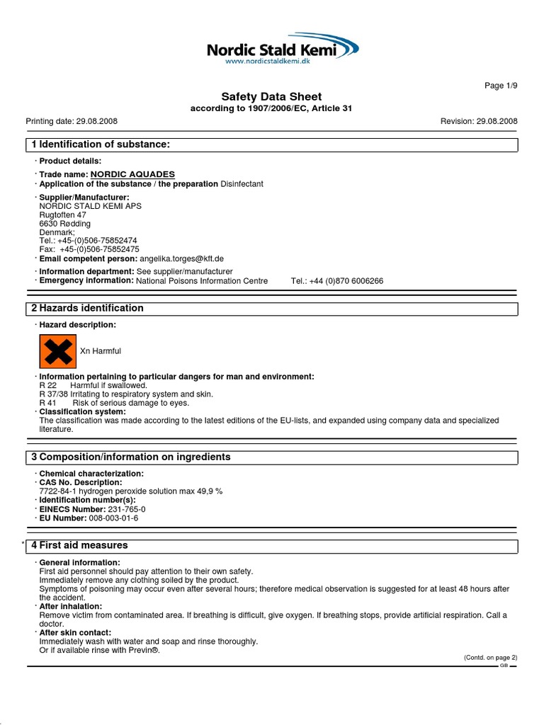 msds aquades.pdf | Firefighting | Hydrogen Peroxide