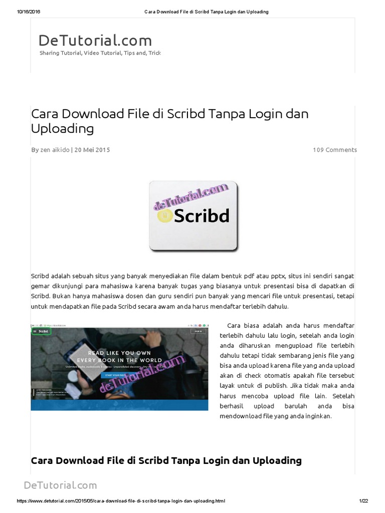 Cara Download File Di Scribd Tanpa Login Dan Uploading | PDF