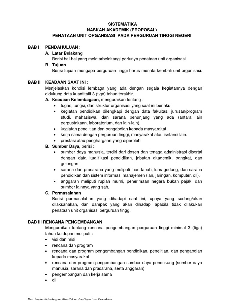 Sistematika Naskah Akademik OTK | PDF