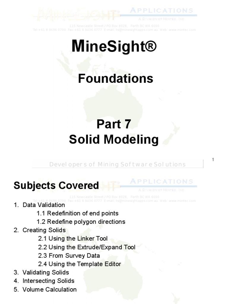 MineSight Part7 Solid Modelling | PDF | Extrusion | Computing