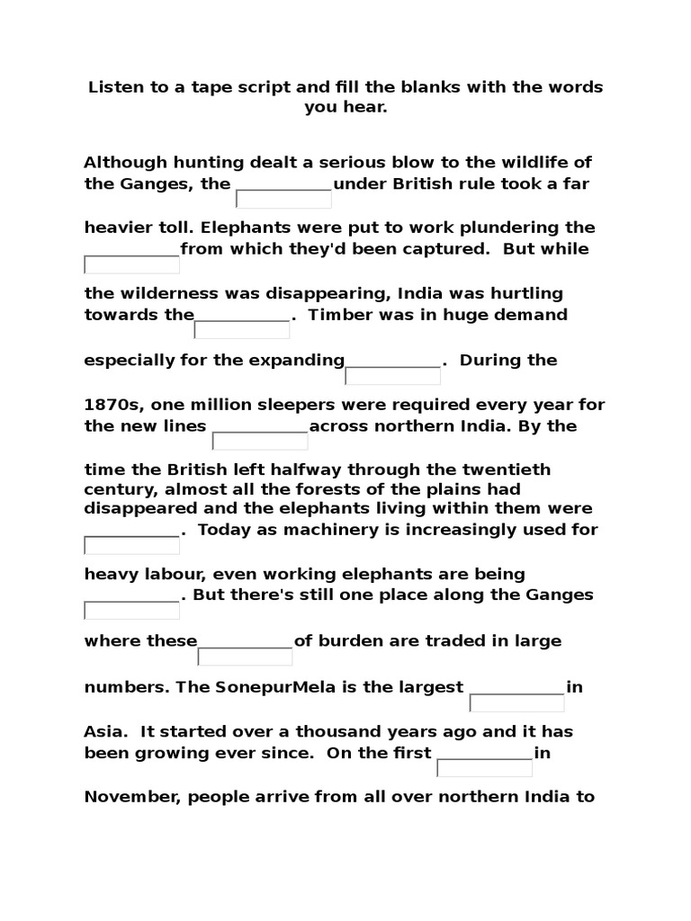 Listen To A Tape Script and Fill The Blanks With The Words You Hear | PDF