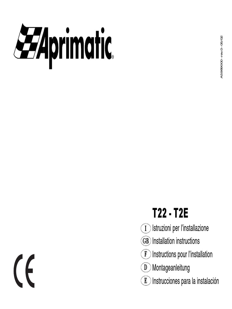 Instrucciones de Instalación Aprimatic T2E | PDF | Control remoto ...