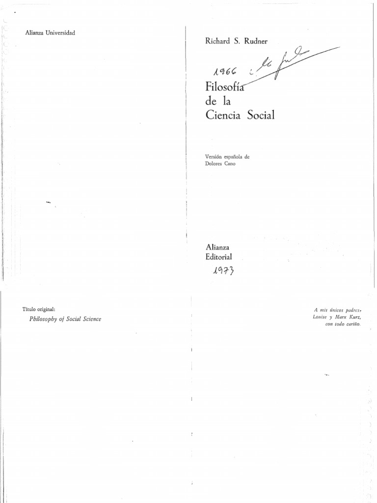 Rudner, Richard - Filosofia de La Ciencia Social PDF | PDF | Ciencias ...