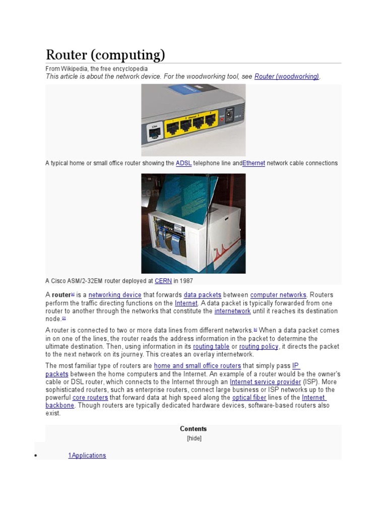 Router (Computing) : This Article Is About The Network Device. For The Woodworking Tool, See ...