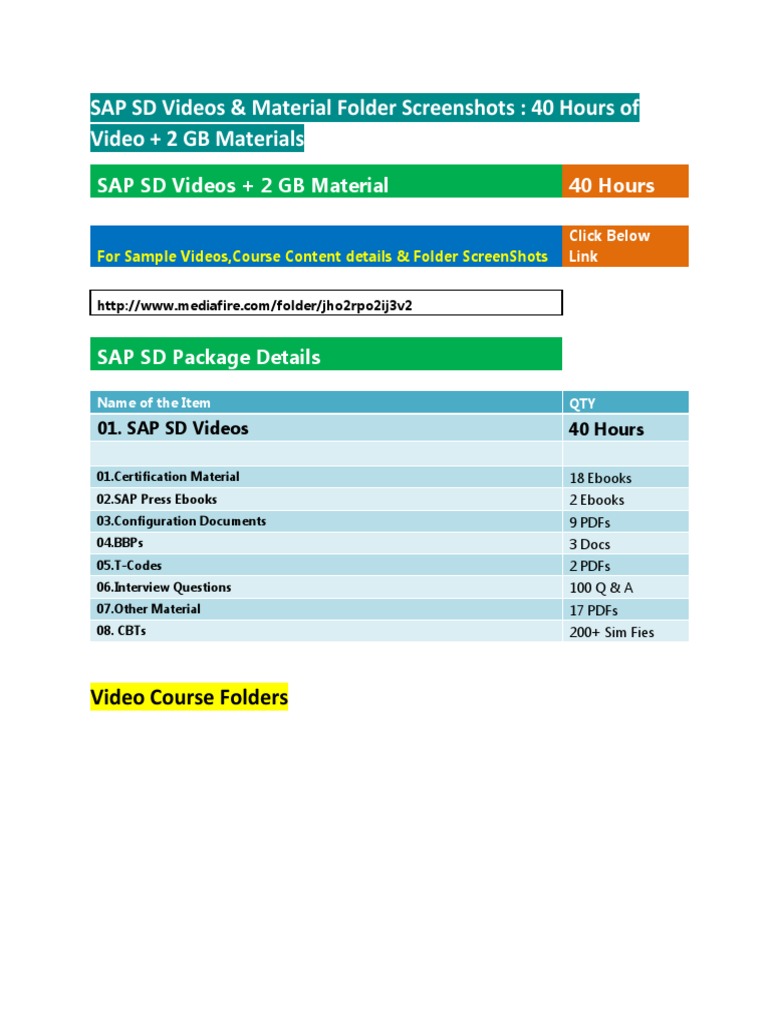 SAP SD Training Videos + Materials - Folder Screenshots PDF | PDF