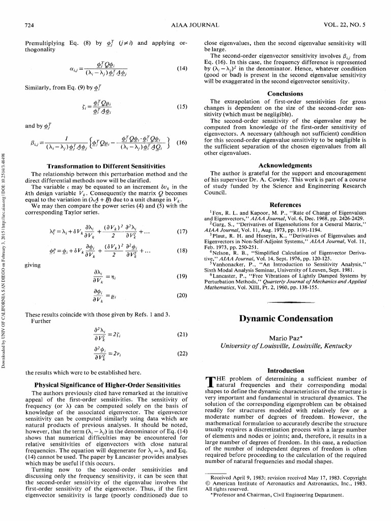 Dynamic Condensation | PDF | Eigenvalues And Eigenvectors | Fluid Dynamics