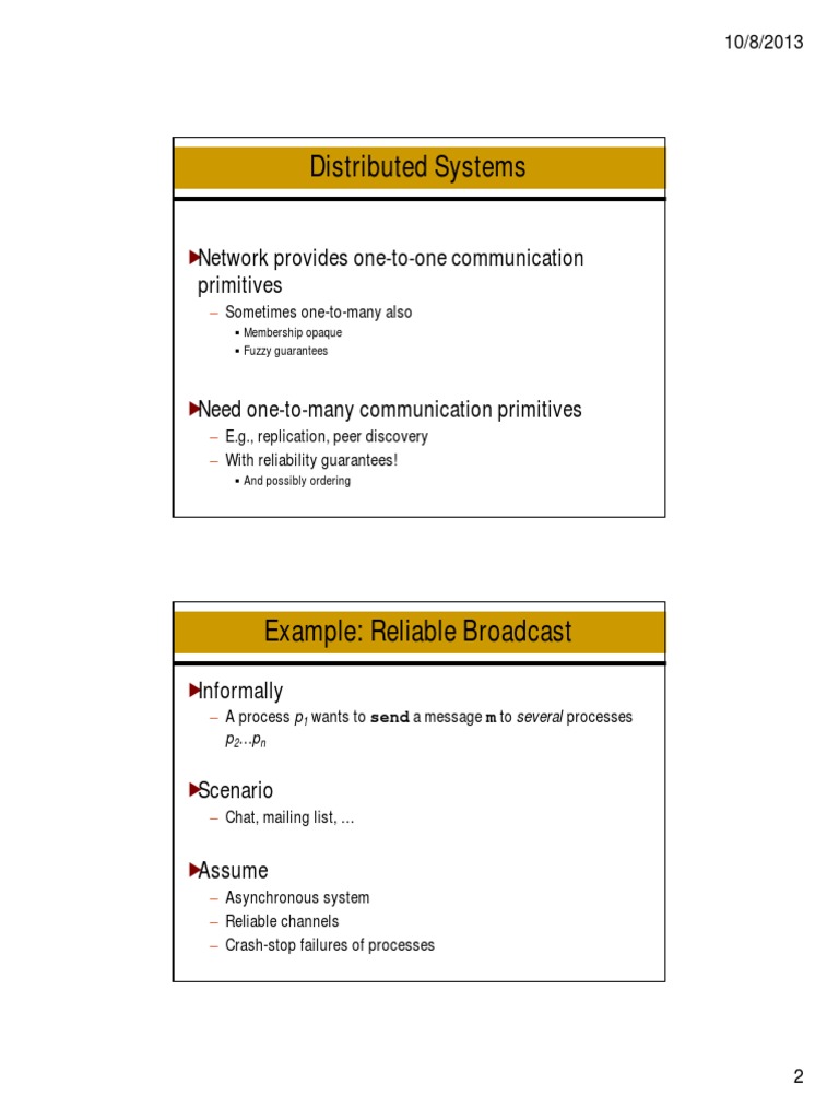 Reliable and Ordered Broadcast Primitives for Distributed Systems | PDF ...