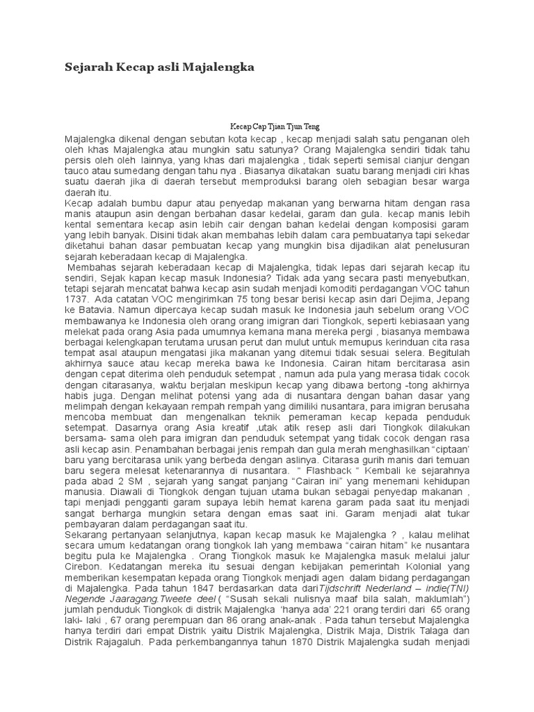 Sejarah Kecap Asli Majalengka | PDF
