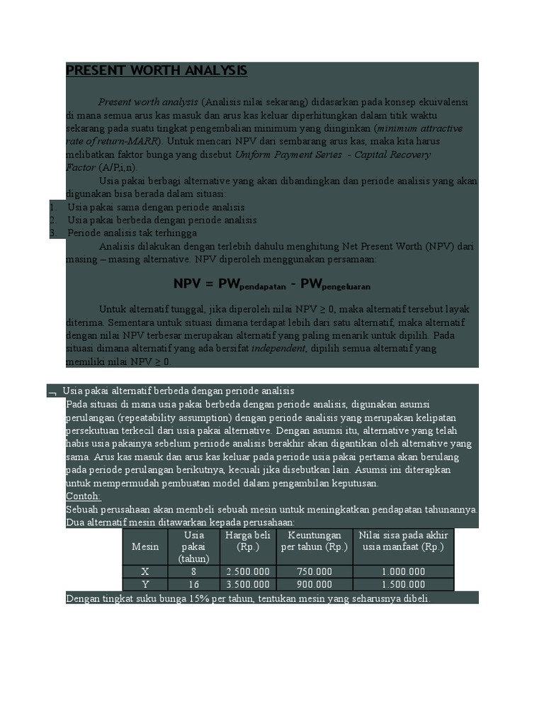 Present Worth Analysis Materi | PDF