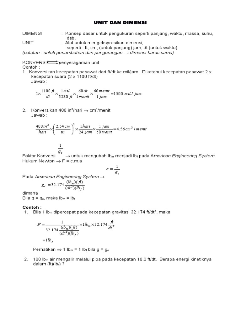 Konversi Unit dan Dimensi | PDF