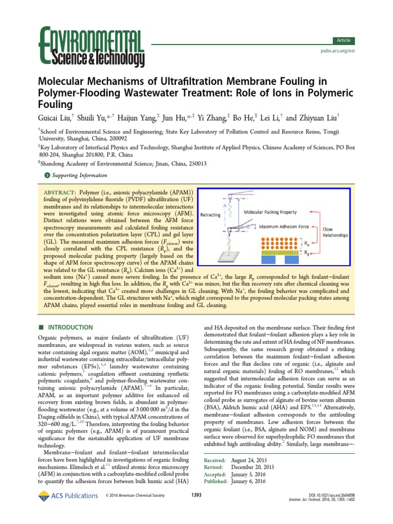 Molecular Mechanisms of Ultrafiltration Membrane Fouling | PDF ...