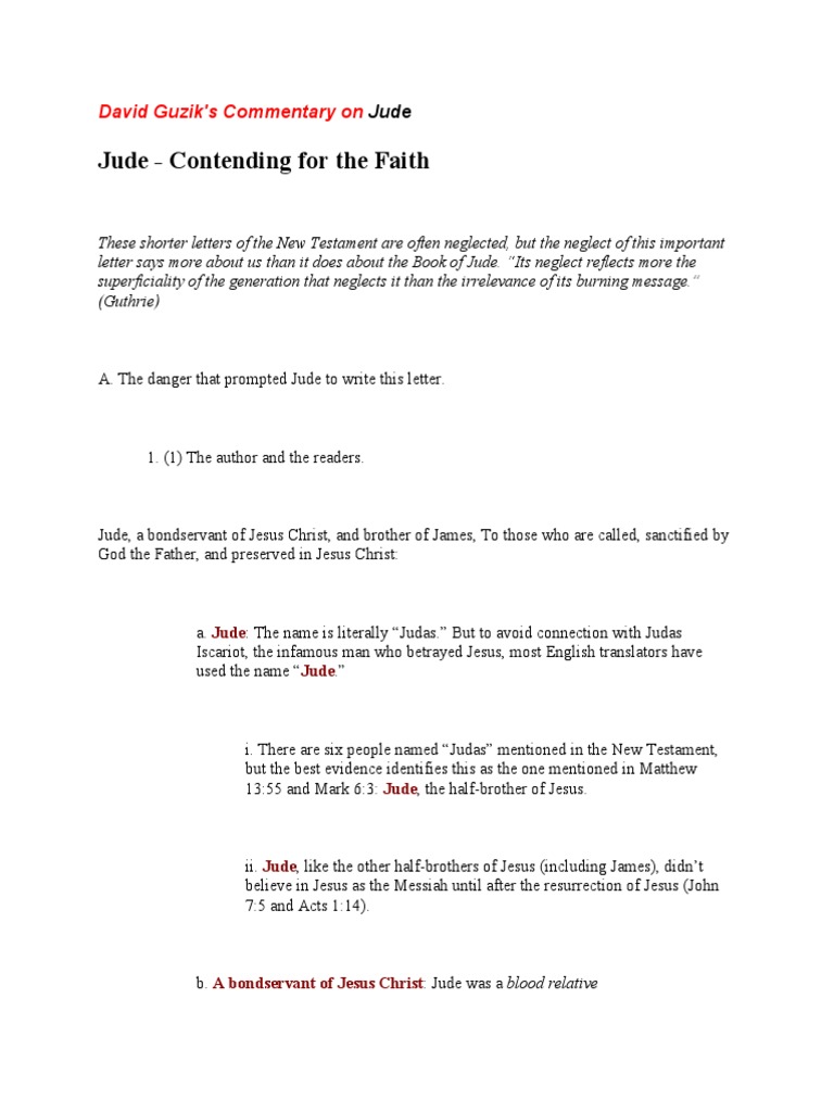 Jude - Contending For The Faith: David Guzik's Commentary On | PDF ...