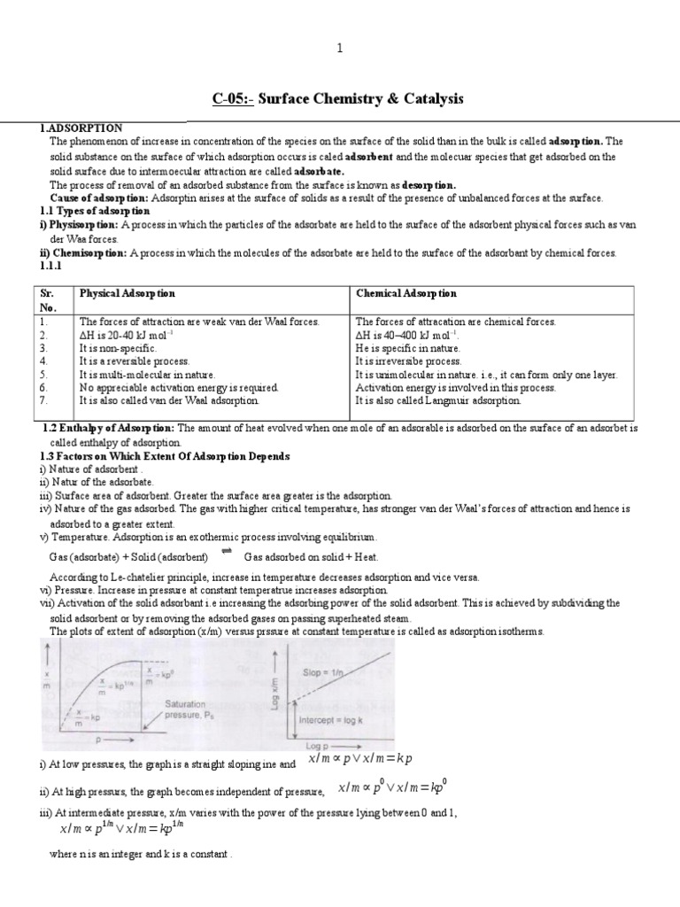 C-05 Surface Chemistry & Catalysis-2 | PDF | Adsorption | Catalysis