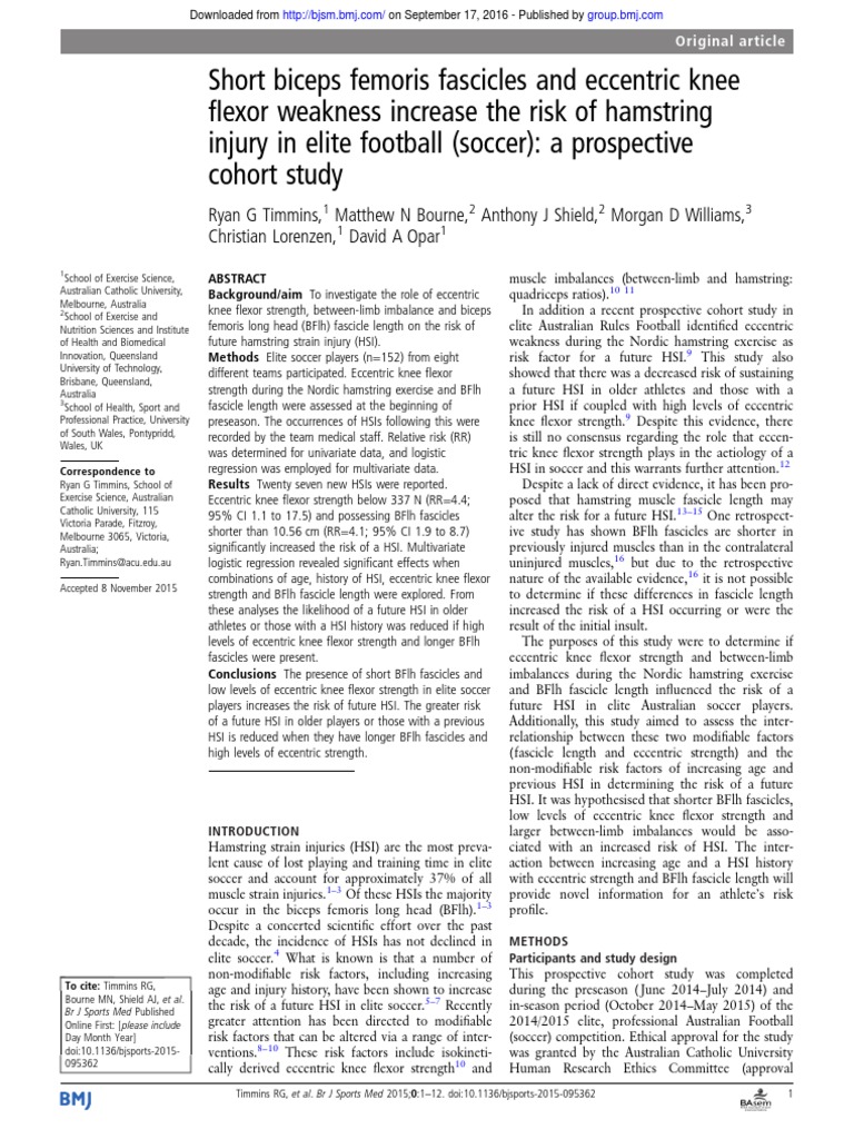 Short Bicep Femoris Fascicles and Ecc Knee Flexor Weakness Increase ...