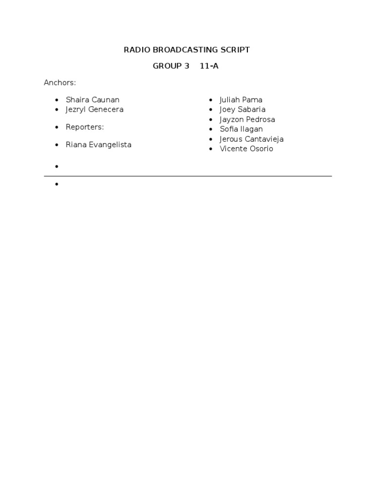 Broadcasting Script | PDF
