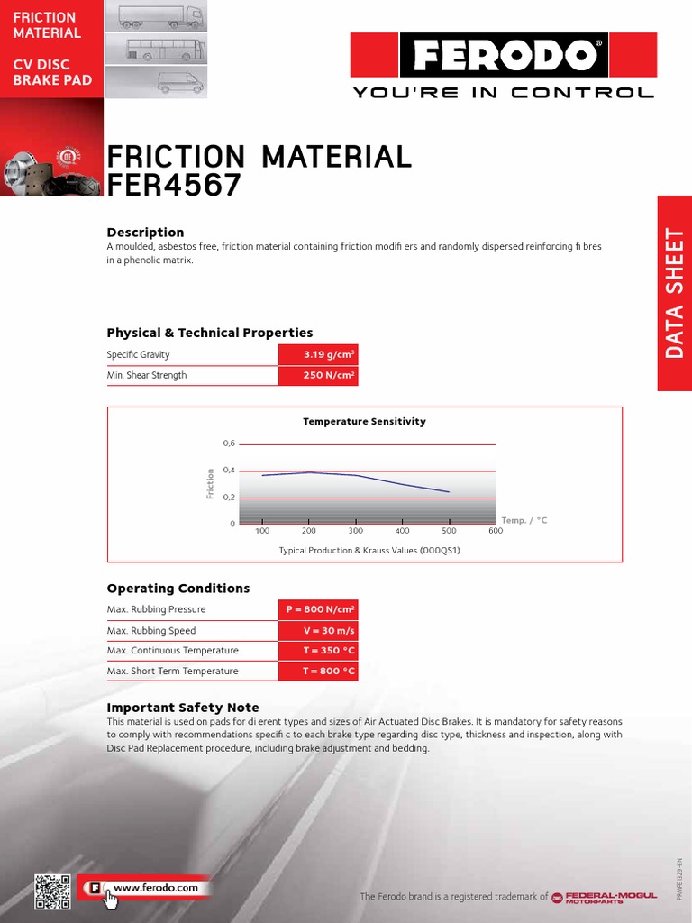Ferodo - Brake Pads Data Sheets en | PDF | Brake | Friction
