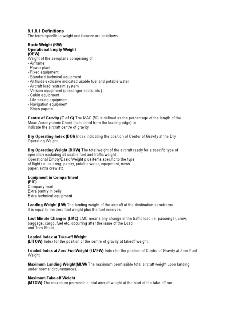 Aircraft Weight and Balance Defination | PDF | Business