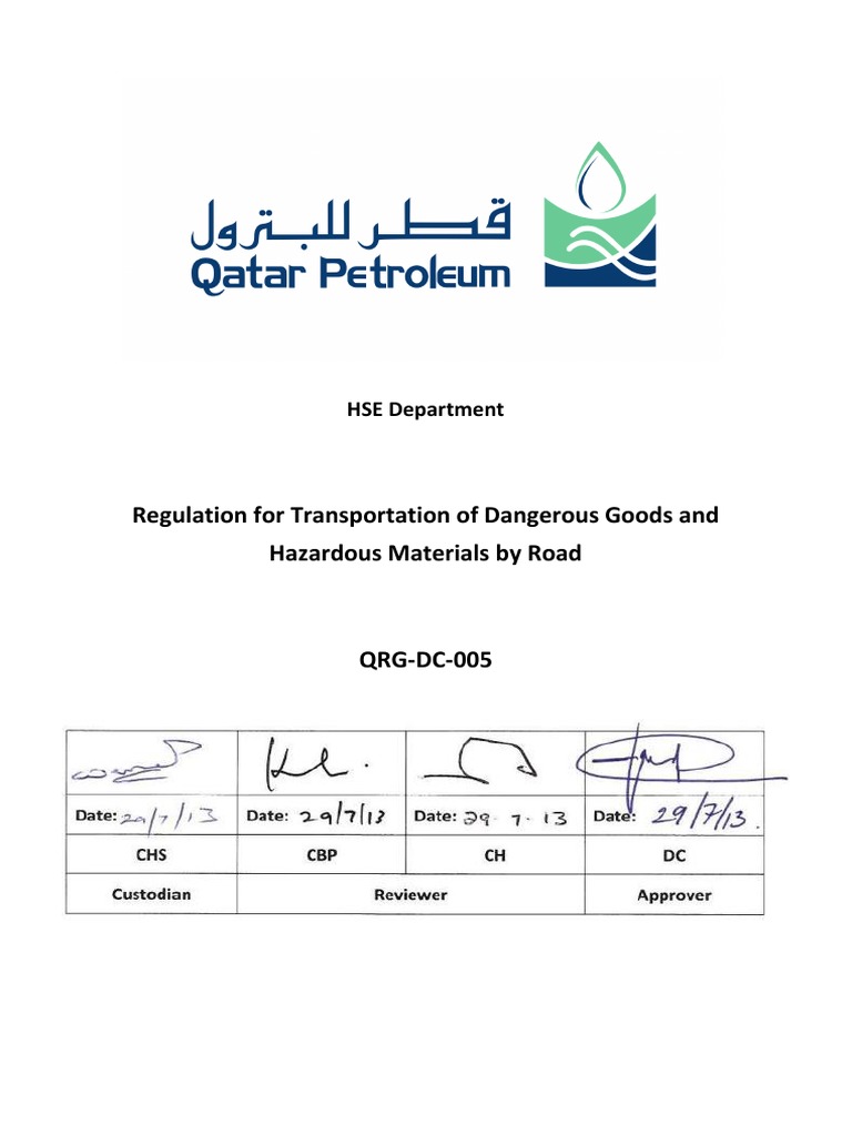 Dangerous Goods Transport Regulations | PDF