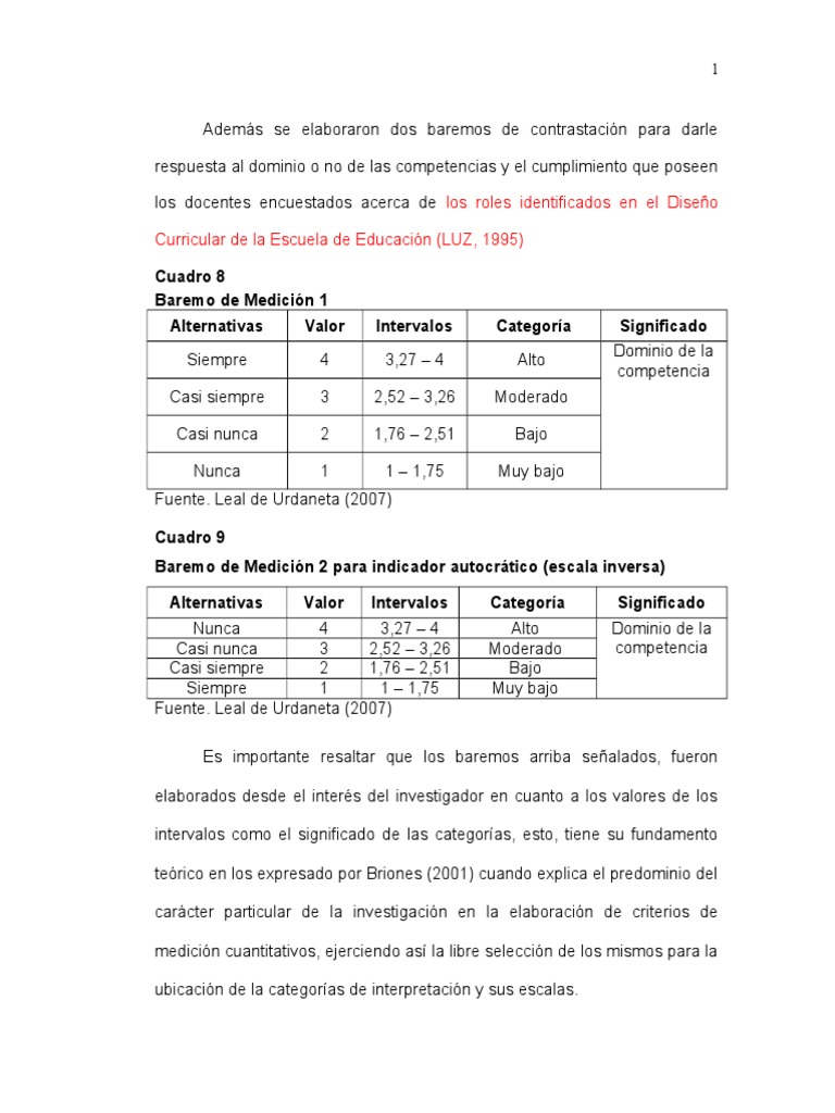 Definición y uso de baremos en educación | PDF | Science | Aprendizaje