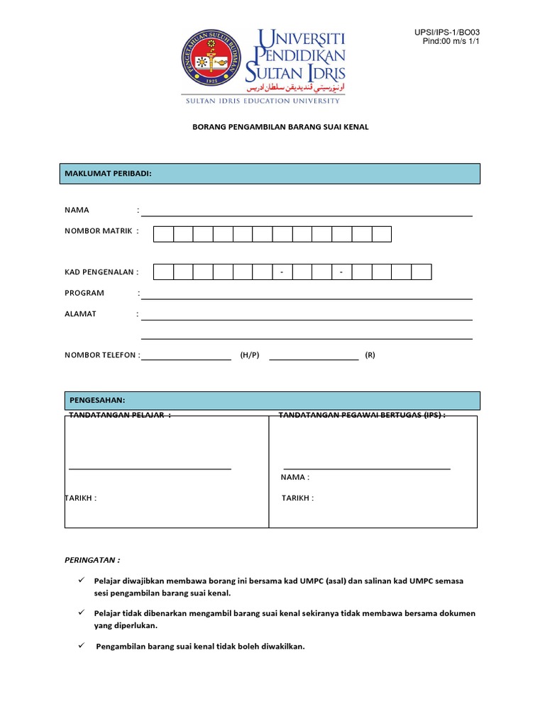 Borang Suai Kenal | PDF