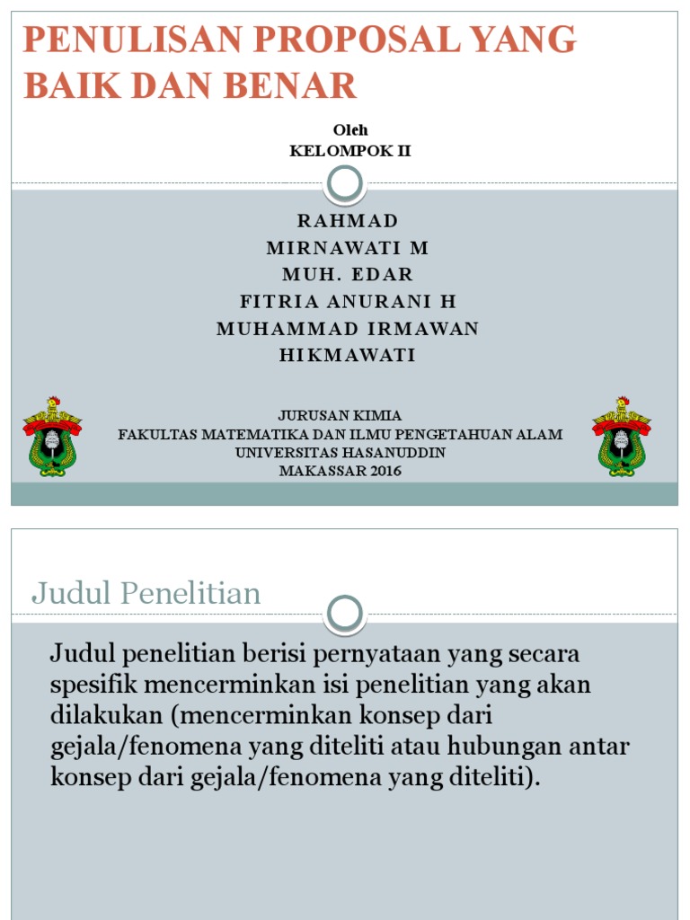 Penulisan Proposal Yang Baik Dan Benar - PPT Mpi | PDF