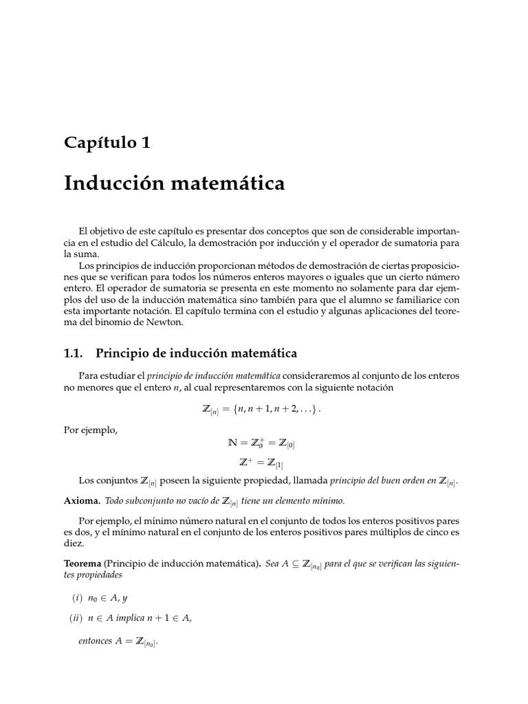 Cap1 - Inducción Matemática | PDF | Conjunto (Matemáticas) | Número natural