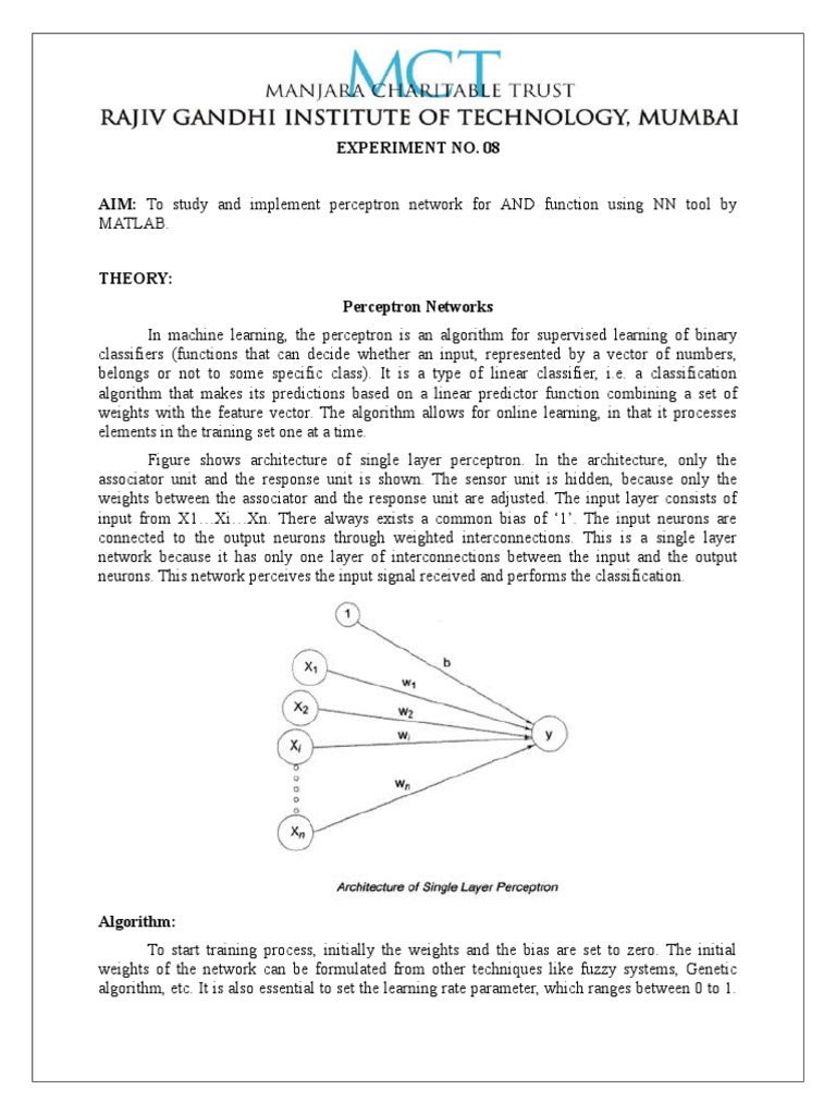 Soft Computing Perceptron Neural Network in MATLAB | PDF | Statistical ...