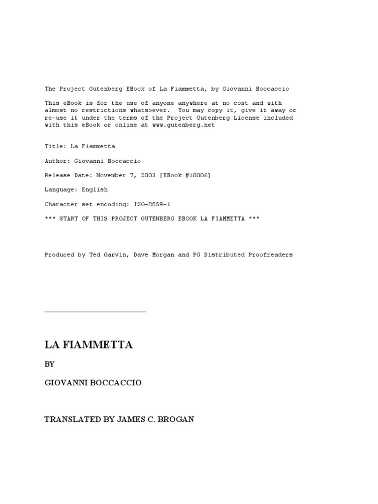 La Fiammetta | PDF | Giovanni Boccaccio | The Decameron