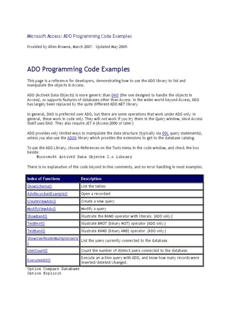 Microsoft Access Pdf Active X Data Objects Microsoft Access